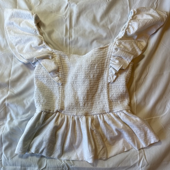 Nation LTD | Tops | Nation Ltd White Ruffled Blouse With Tie Back ...